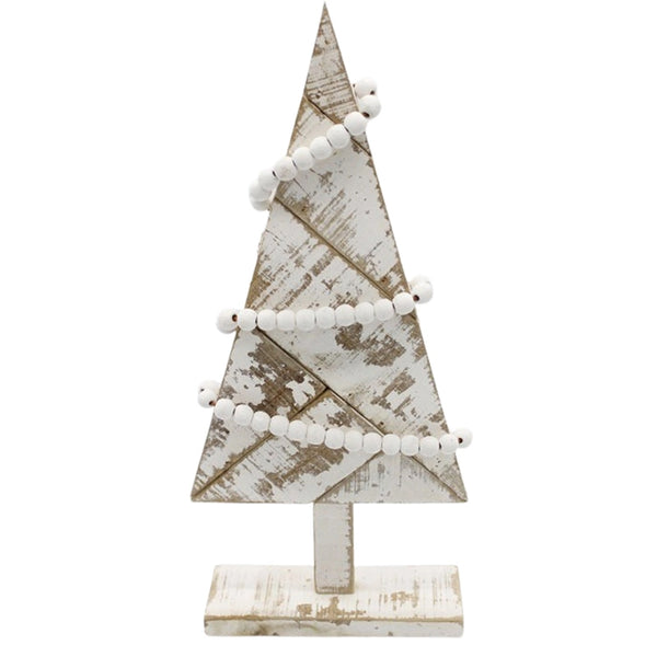 Whitewashed Tree with Bead Garland, 16.25"H | Monogram Market