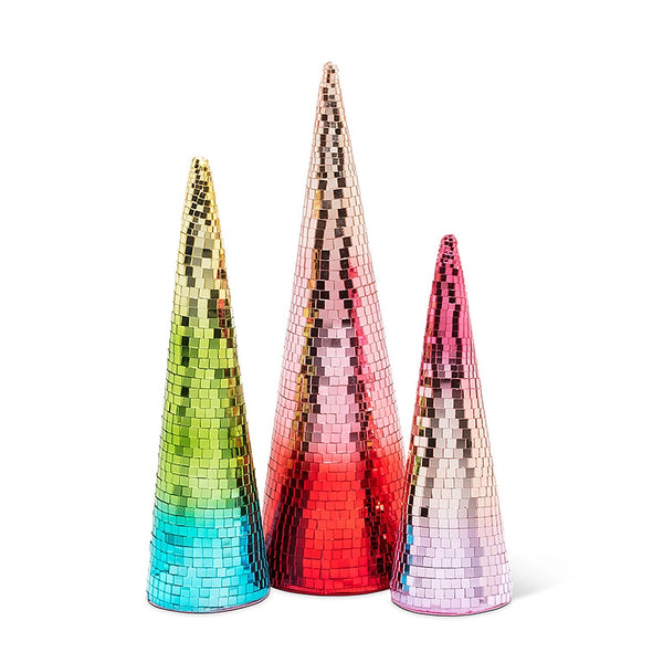 Hot Pink Ombre Mirror Cone Tree - 17.5" H | Monogram Market