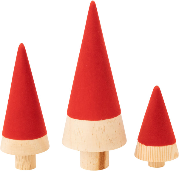 Red Flocked Wooden Cone Trees | Monogram Market
