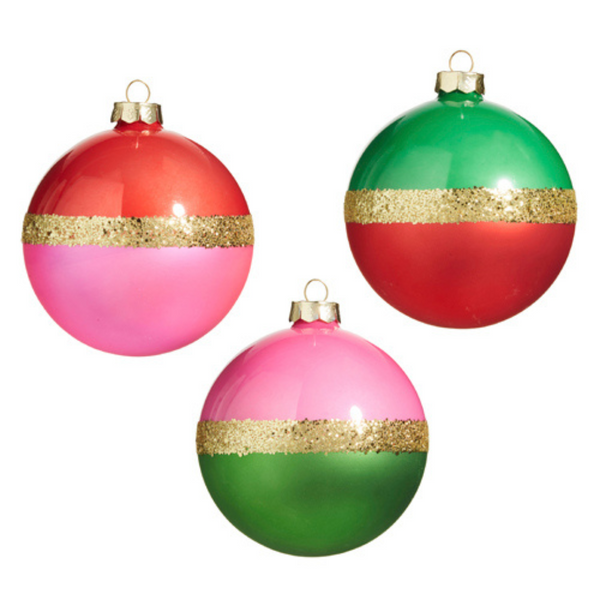 RAZ - Dual Color Ball Ornaments, 4" | Monogram Market