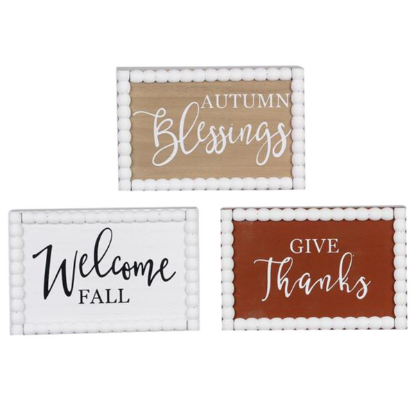 Wooden Fall Blocks with Beaded Trim | Monogram Market