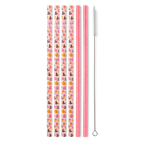 SWIG Tall Straw Set, Hey Boo & Pink Glitter | Monogram Market