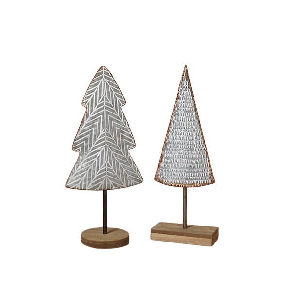 Metal Holiday Trees on Wooden Bases | Monogram Market