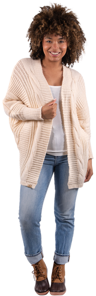 Simply Southern Chunky Cable Knit Open Front Cardigan, Rose | Monogram ...