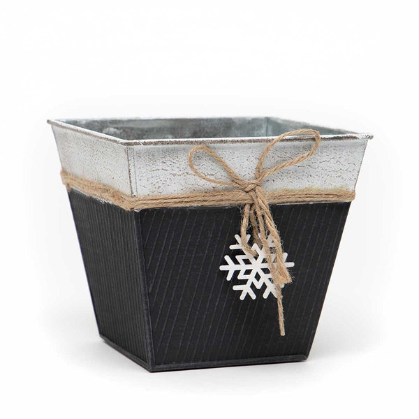 Black & Metal Snowflake Bucket | Monogram Market