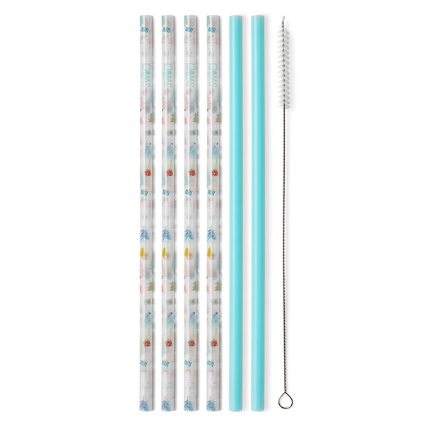 SWIG Tall Straw Set, Sugar Trees & Aquamarine | Monogram Market
